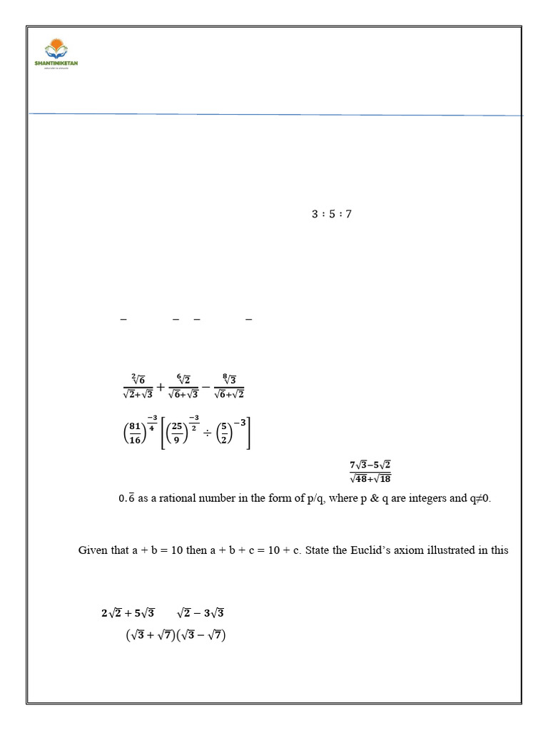 Mathematics Worksheet | PDF