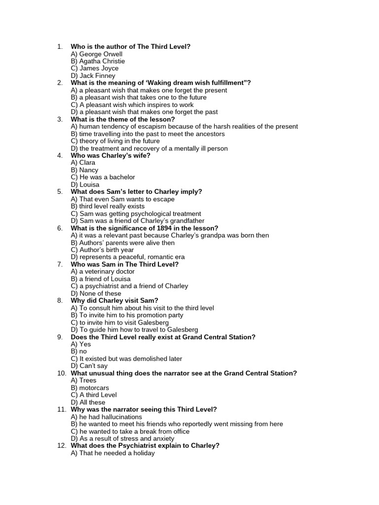 The Third Level Question Bank | PDF