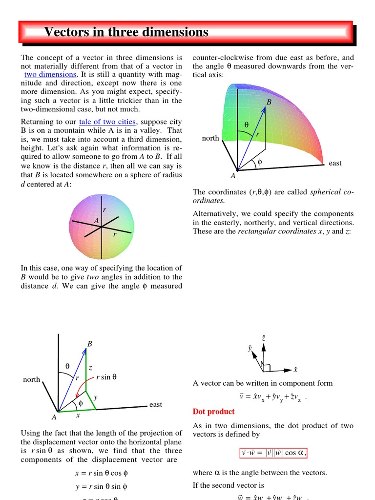 Vectors In Three Dimensions Pdf Euclidean Vector Trigonometric Functions
