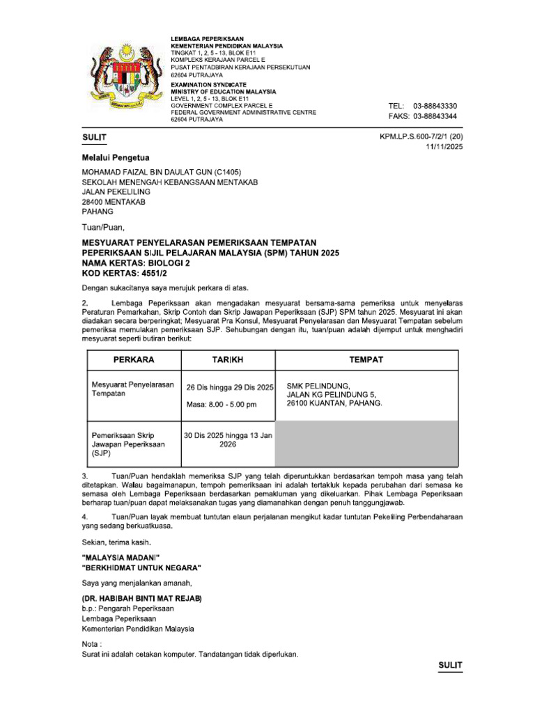 Surat Panggilan Mesyuarat Tempatan c1405 (Faizal) | PDF