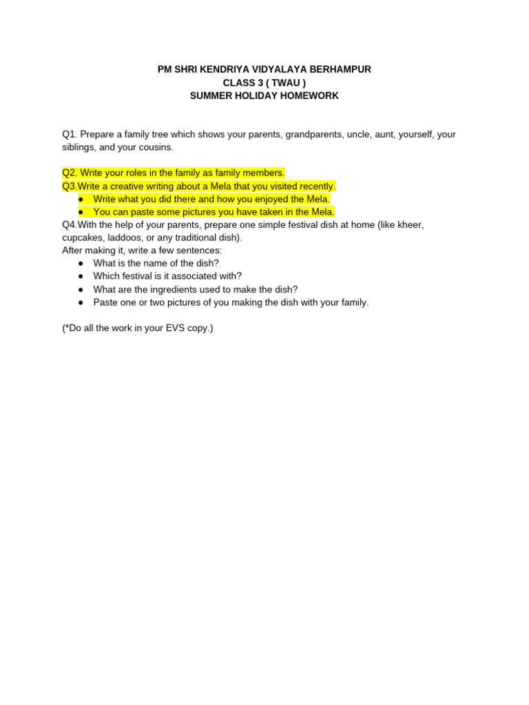 Class 3 Twau Homework | PDF
