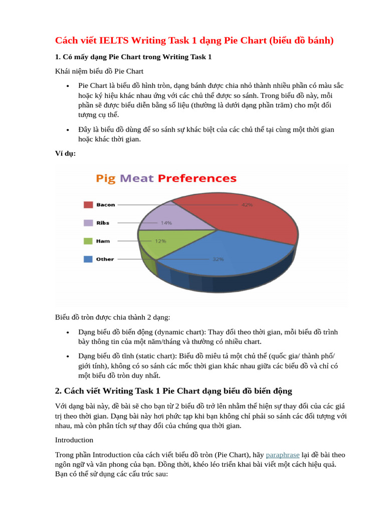 Hướng Dẫn IELTS Writing Task 1 - Pie Chart | PDF