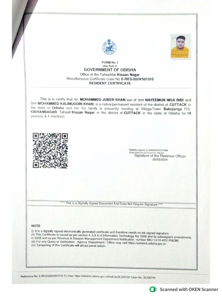 Residence Certificate | PDF