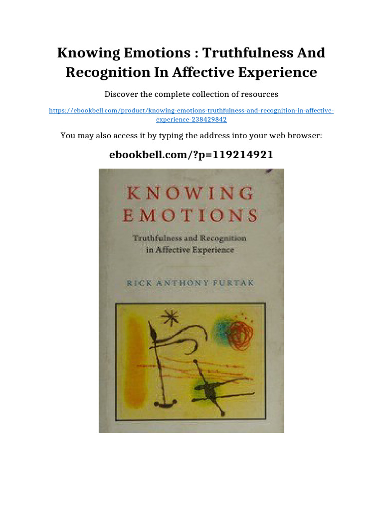 Knowing emotions : truthfulness and recognition in affective experience ...