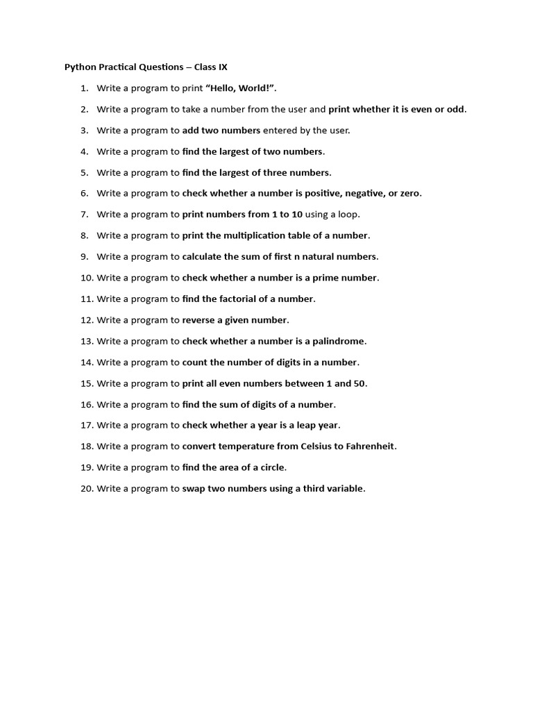Python Practical Class 9 | PDF