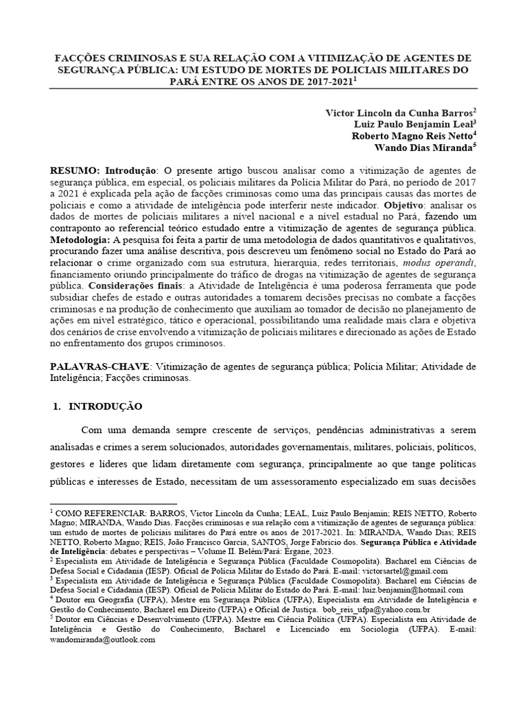 N N N N N: Wando Dias Miranda RESUMO: Introdução | PDF | Crime ...