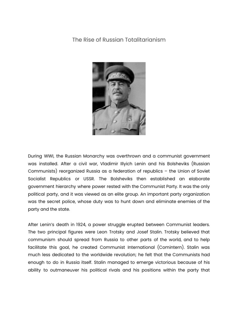 1. the Rise of Russian Totalitarianism.docx | PDF | Communism | Joseph ...