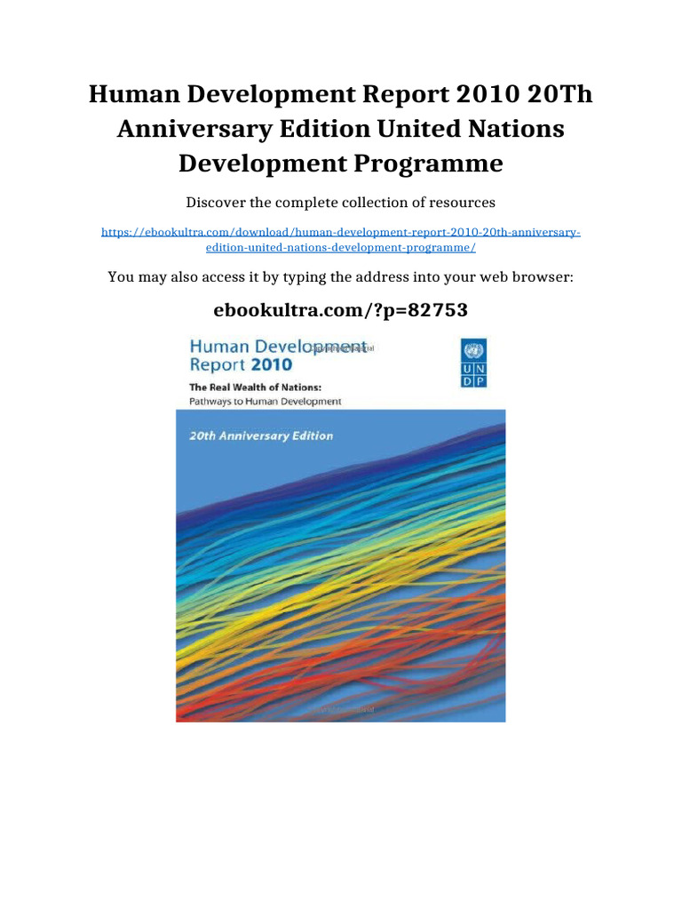 Human Development Report 2010 20th Anniversary Edition United Nations ...
