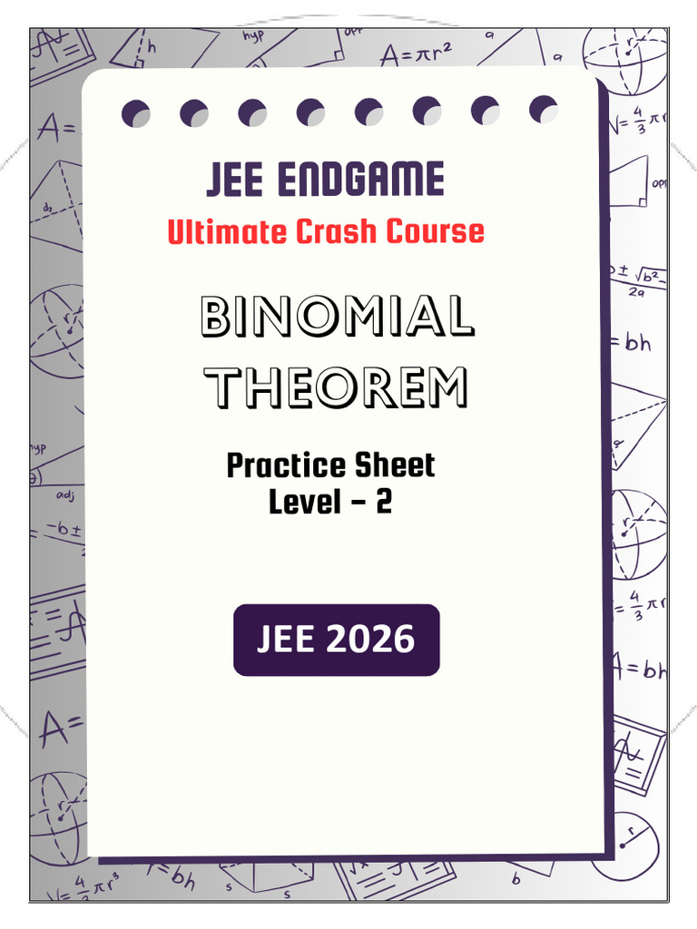 Binomial Theorem - Practice Sheet - Level 2 | PDF | Abstract Algebra ...