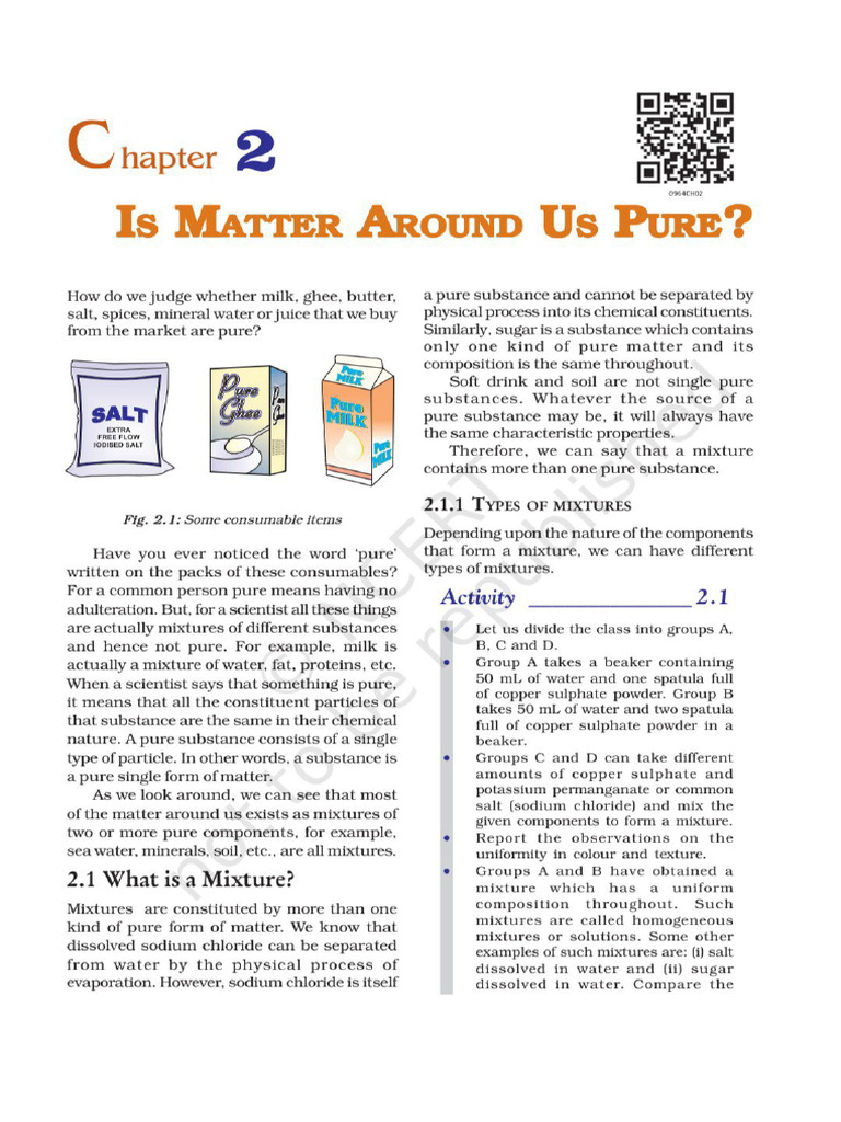 Ch 2 Chemistry is Matter Around Us Pure Class 9th | PDF