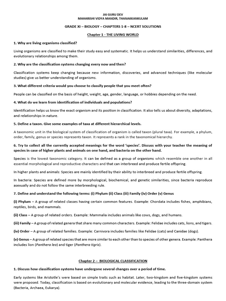 NCERT Solutions Useful Biology Cbse Class 11 Class12 | PDF | Cell ...