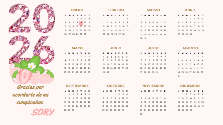 Calendario Anual 2026 Almanaque Agenda Minimalista Rosa - 20260106 ...