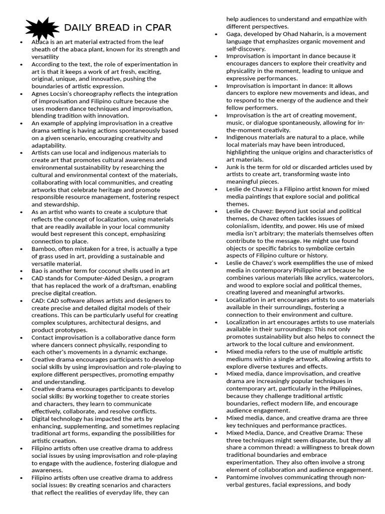 2nd Quarter Reviewer | PDF | Creativity | Dances