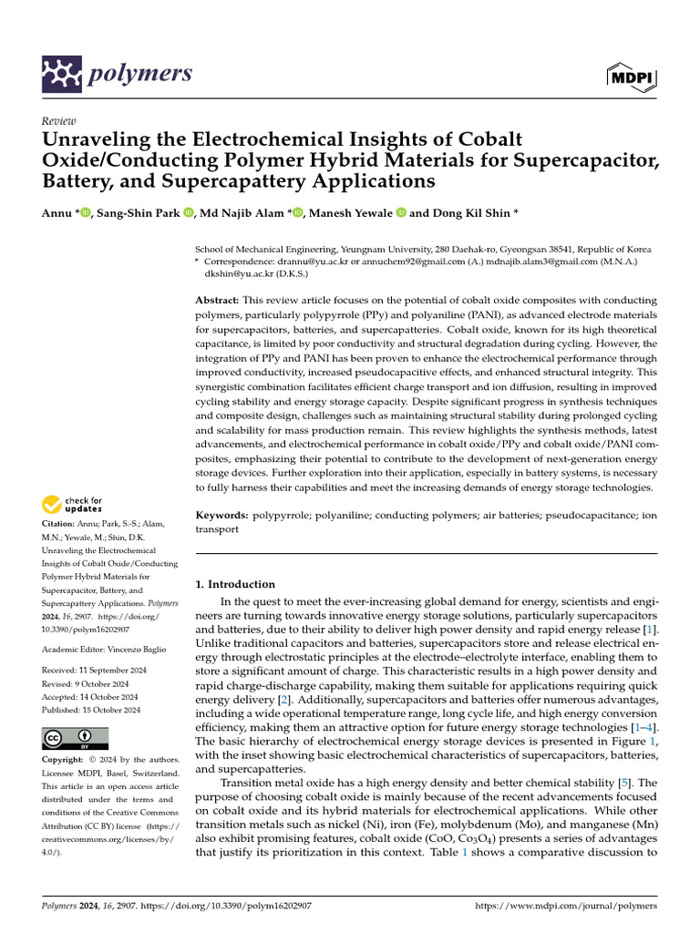 Unraveling the Electrochemical Insights of Cobalt Oxide Conducting ...