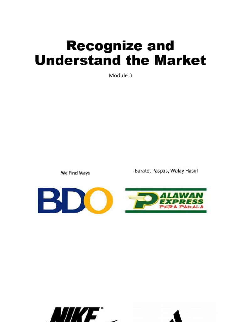 Module 3 Recognize and Understand the Market (1) | PDF | Market ...