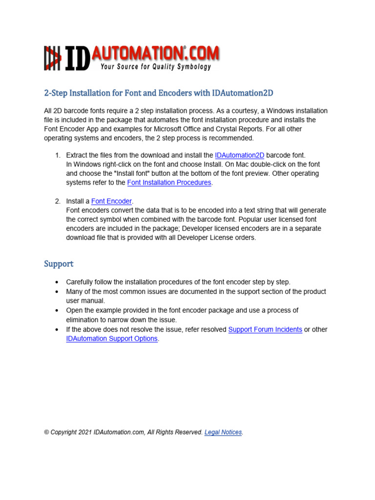 2-Step Installation For Font and Encoders | PDF