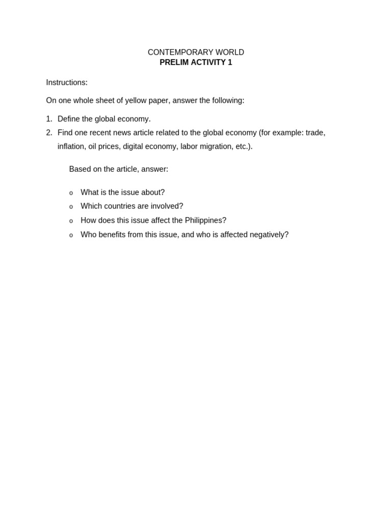 Prelim Activity 1 | PDF