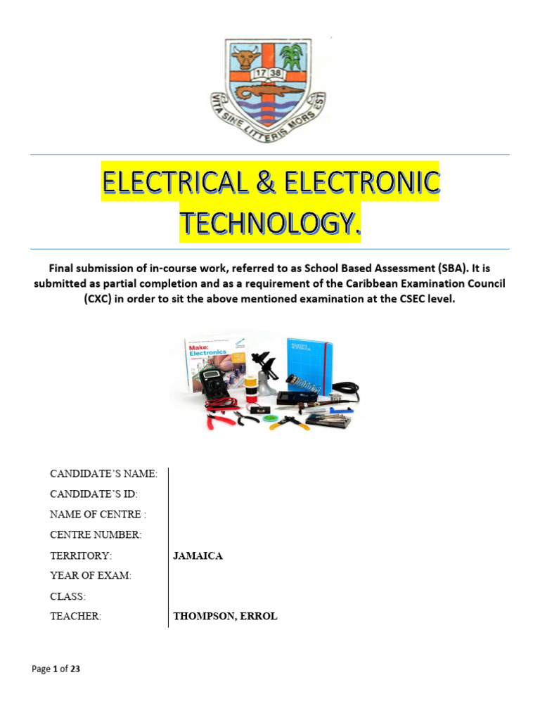 619266904 Csec Sba Format Electrical PDF | PDF | Gases | Electronics