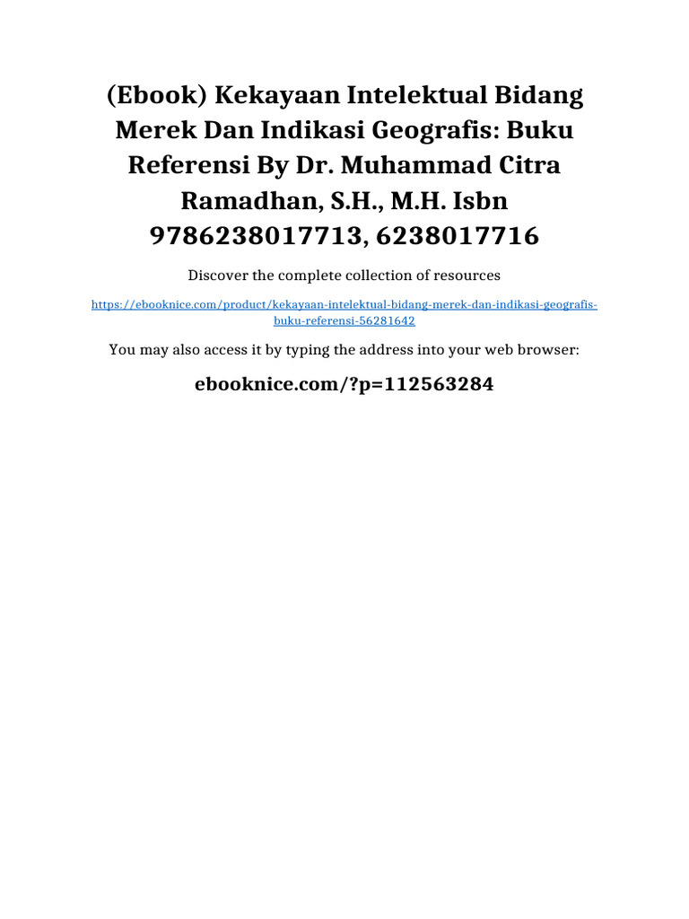 (Ebook) Kekayaan Intelektual Bidang Merek dan Indikasi Geografis: Buku ...