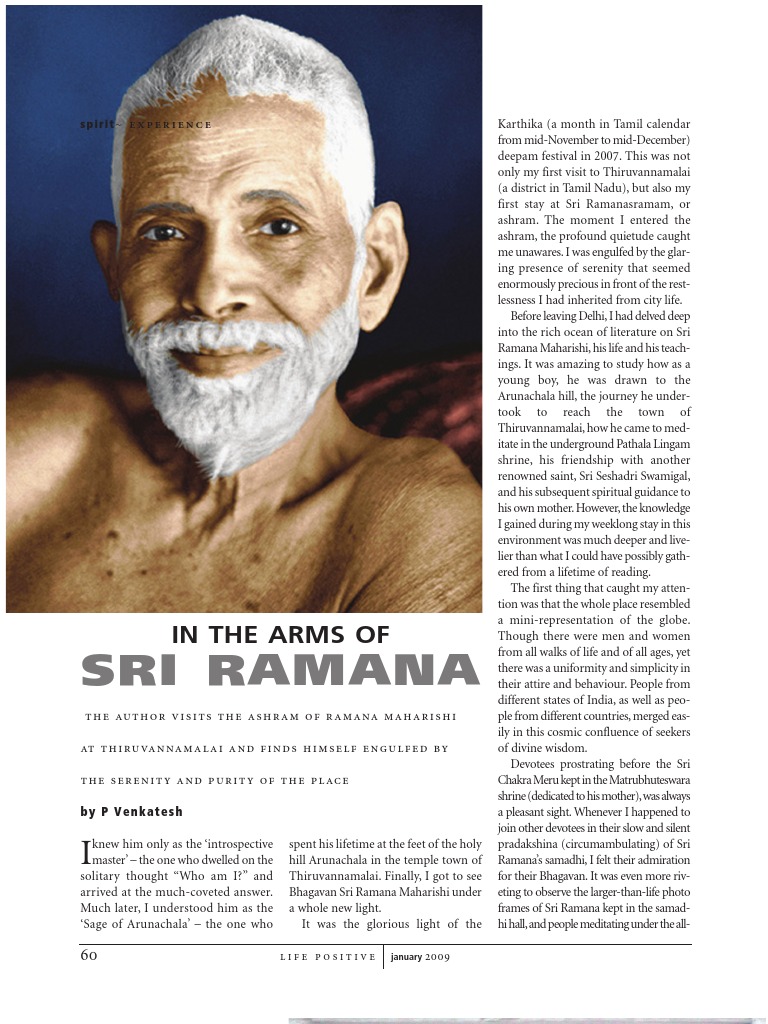 In The Arms of Sri Ramana (Life Positive) | PDF | Ramana Maharshi ...