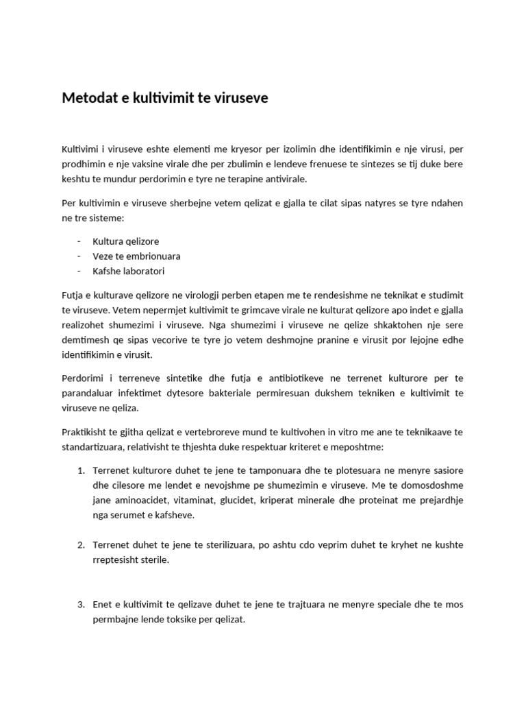 11.Metodat e Kultivimit Te Viruseve | PDF