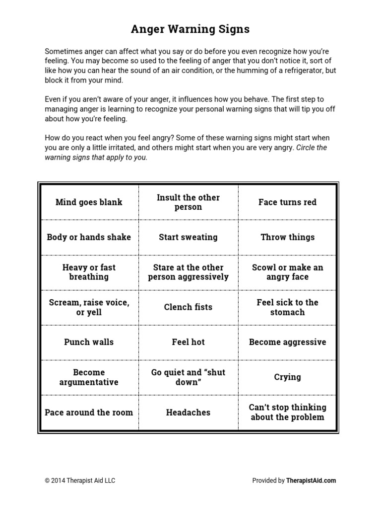 Anger Warning Signs | PDF