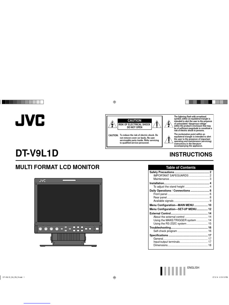 JVC dtv9l1d Monitor | PDF | Computer Monitor | Electromagnetic Interference