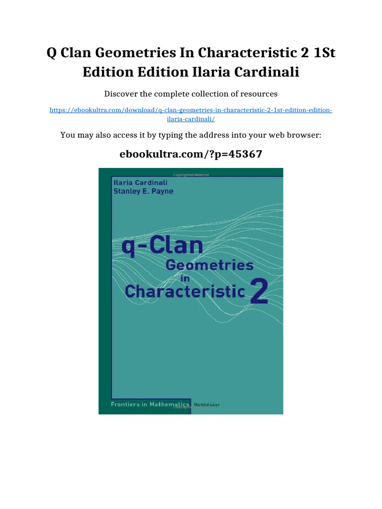 Q Clan Geometries in Characteristic 2 1st edition Edition Ilaria ...