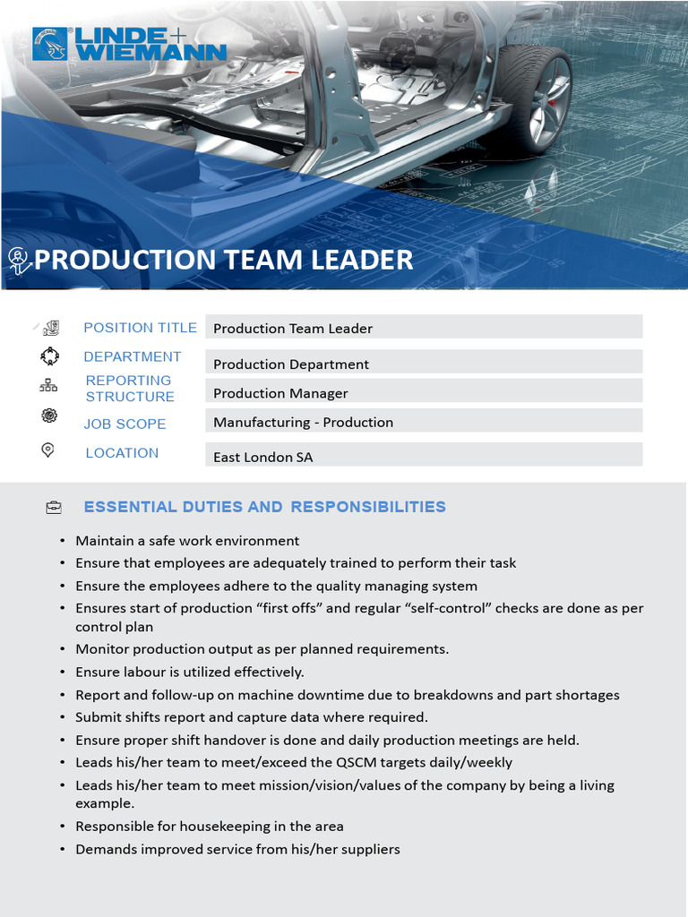 New Vacancy Alert Ad - Production Team Leader | PDF | Business