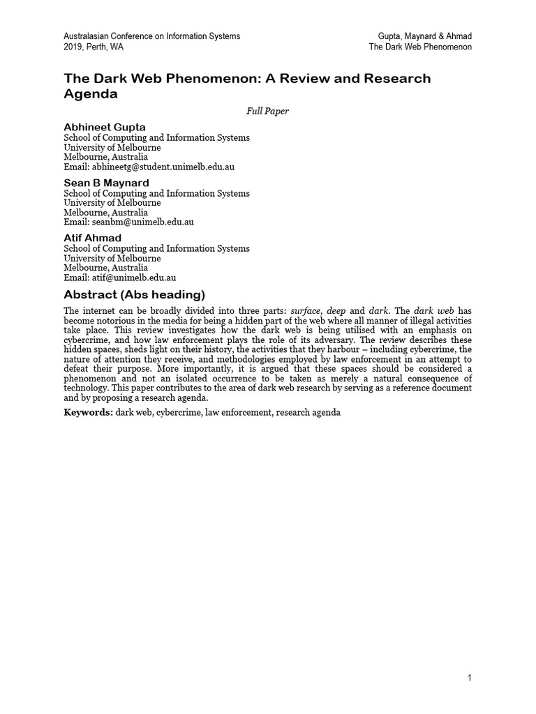 The Dark Web Phenomenon a Review and Research Agen | PDF | Cybercrime ...