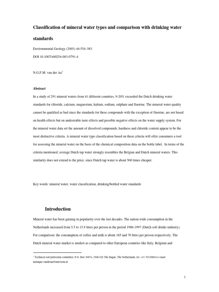 Classification of Mineral Water Types and Comparison With 1xcxtza7ou ...