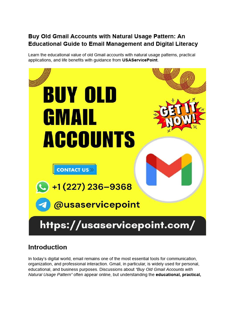 Buy Old Gmail Accounts With Natural Usage Pattern | PDF | Gmail | Learning