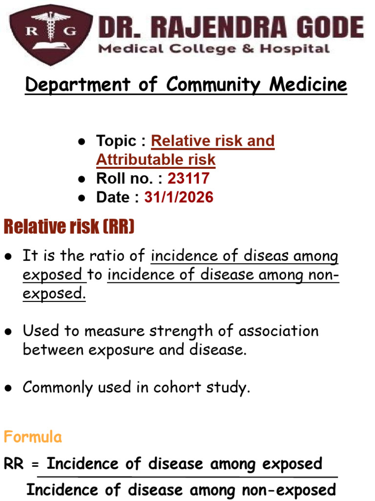 Relative Risk and Attributed Risk | PDF