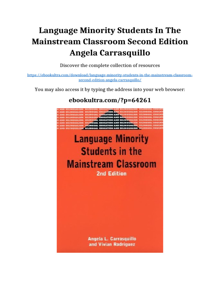 Language Minority Students in the Mainstream Classroom Second Edition ...