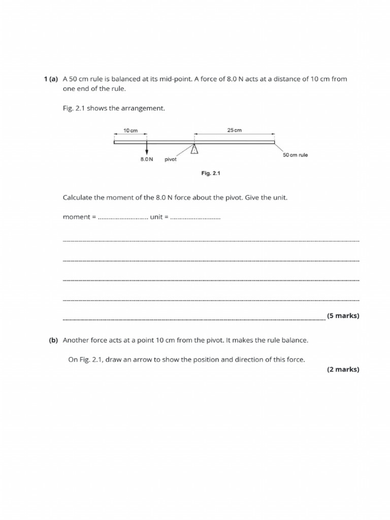 Worksheet (Turning Effect of Forces) | PDF