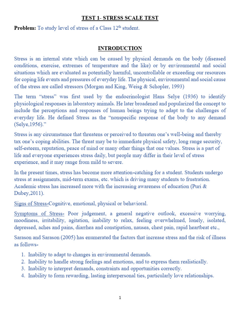 Stress Scale Test-Aps LBS Lko | PDF | Stress (Biology) | Anxiety