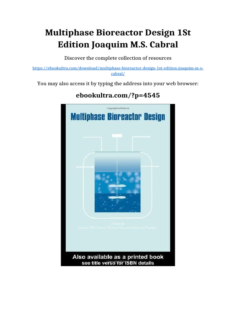 Multiphase Bioreactor Design 1st Edition Joaquim M.S. Cabral Latest PDF ...