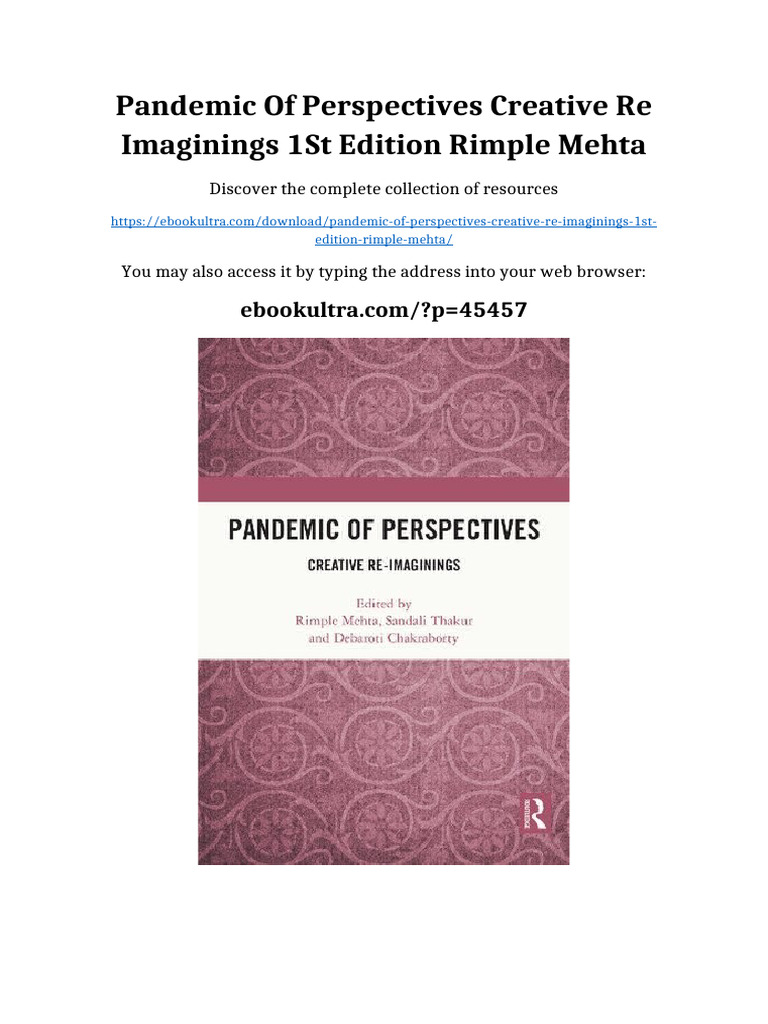 Pandemic of Perspectives Creative Re imaginings 1st Edition Rimple ...