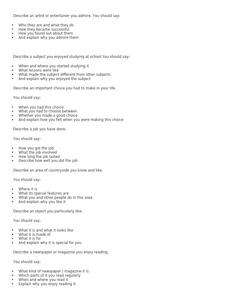 Speaking Test Cards 3 | PDF