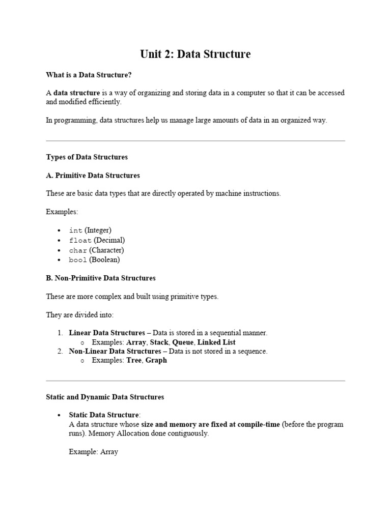 HS 2nd Year - Unit 3 - Data Structure - Array | PDF | Data Structure ...