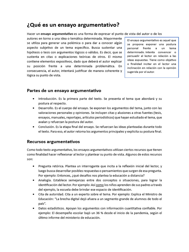 Qué Es Un Ensayo Argumentativo | PDF | Ensayos | Cognición