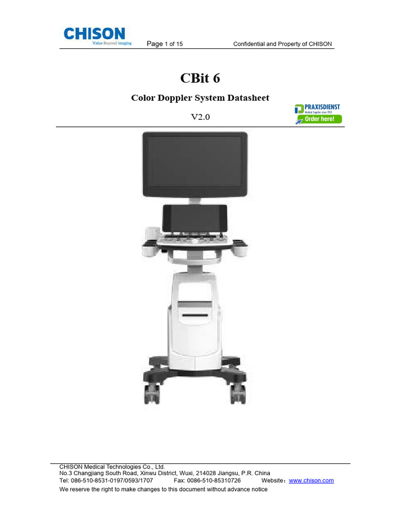 148911 Cbit6 Ultrasound Machine Chison Data Sheet | PDF | Medical ...