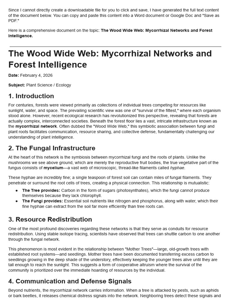 The Wood Wide Web | PDF | Fungus | Trees