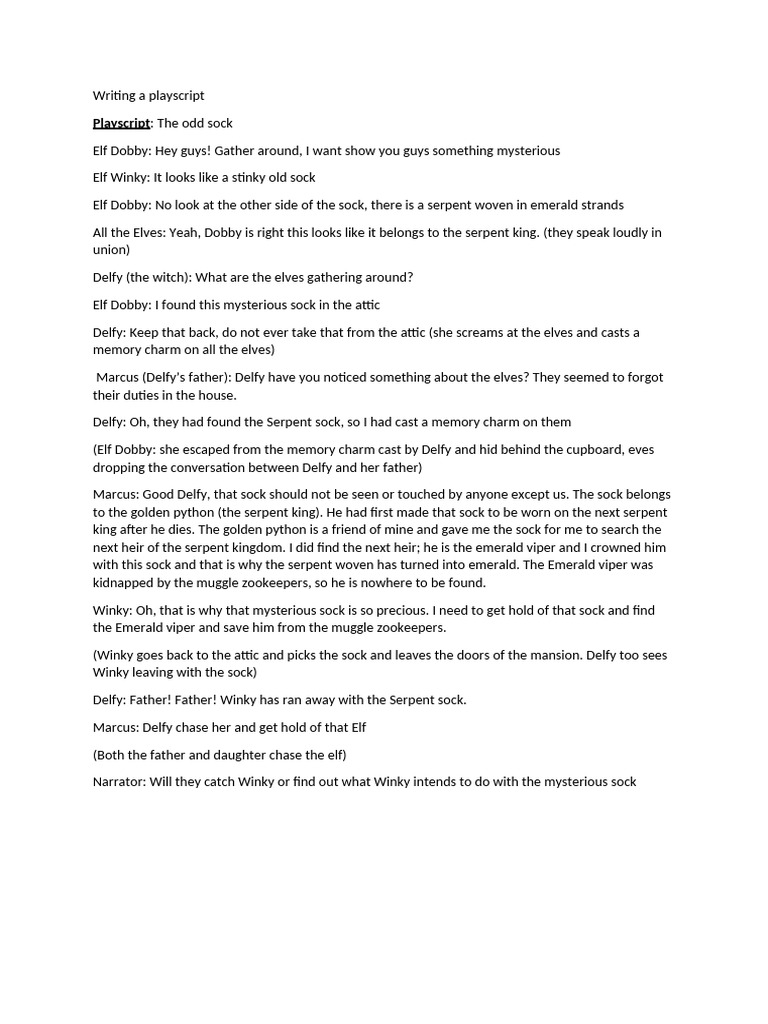 Writing a Playscript - Groupwork | PDF