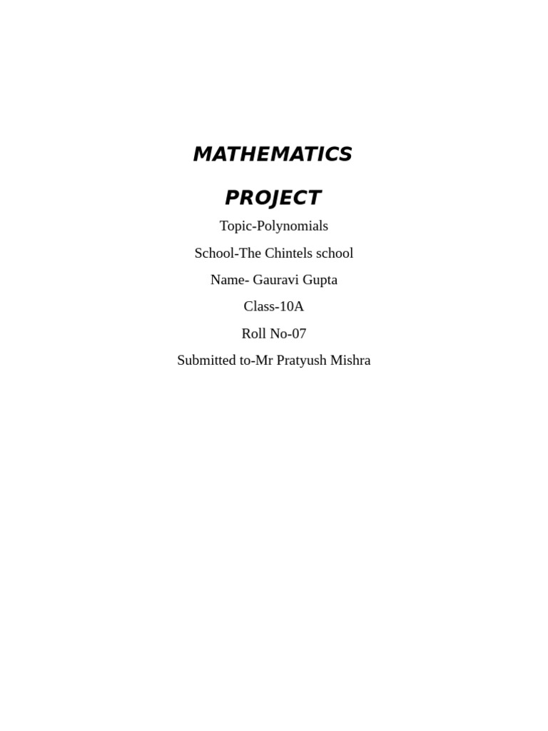 Mathematics Project | PDF
