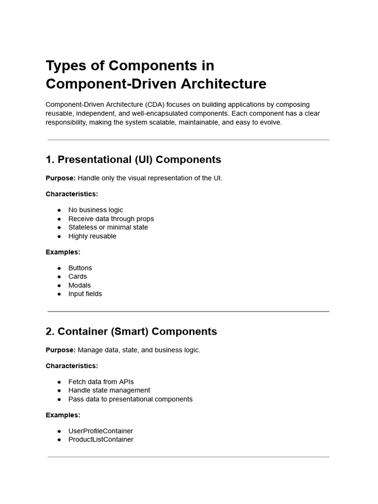 Types of Components in Component-Driven Architecture | PDF | Computer ...