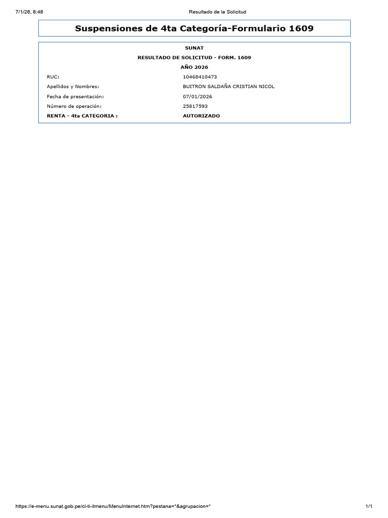 Renta de 4ta Categoria - Cristian Buitron Saldaña | PDF