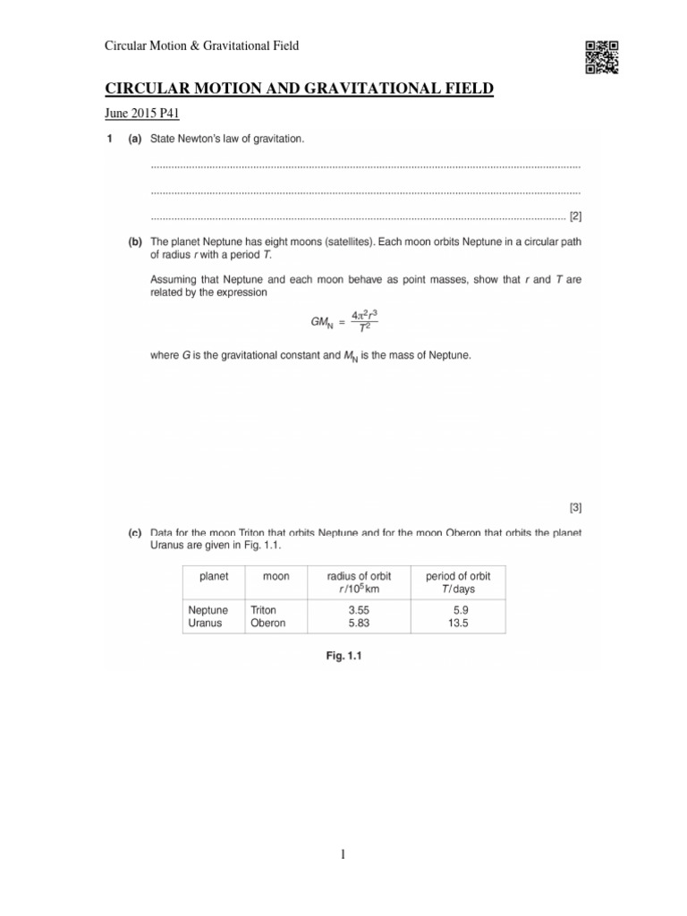 01 - Circular Motion & Gravitational Field | PDF | Motion (Physics ...