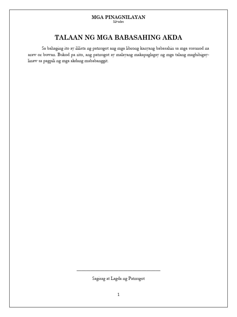 Talaan Ng Mga Babasahing Akda | PDF