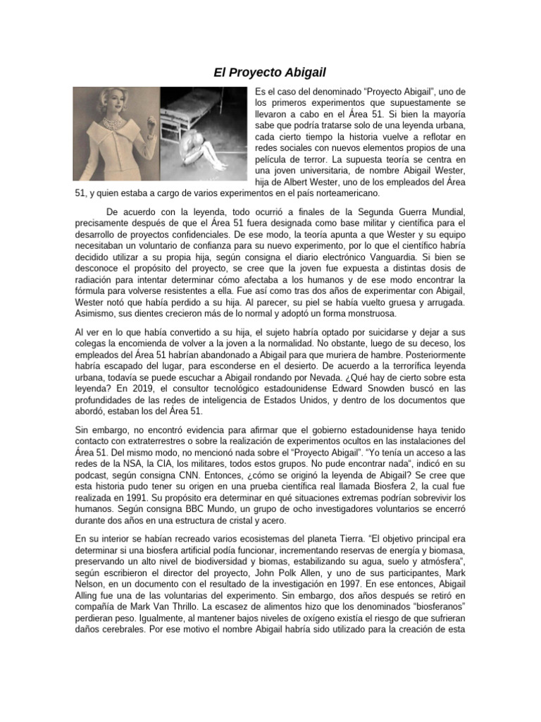 El Proyecto Abigail | PDF